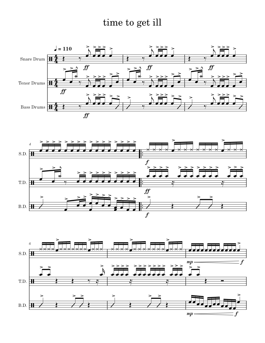 time to get ill Sheet music for Synthesizer, Trumpet other (Percussion ...