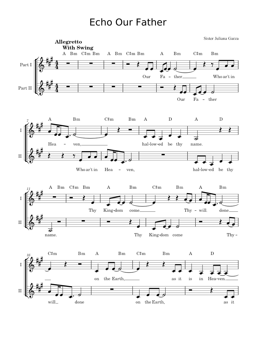 Echo_Our_Father Sheet music for Vocals (Choral) | Musescore.com