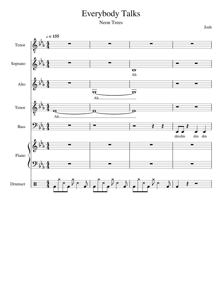 Everybody Talks Sheet music for Piano, Soprano, Alto, Tenor & more ...