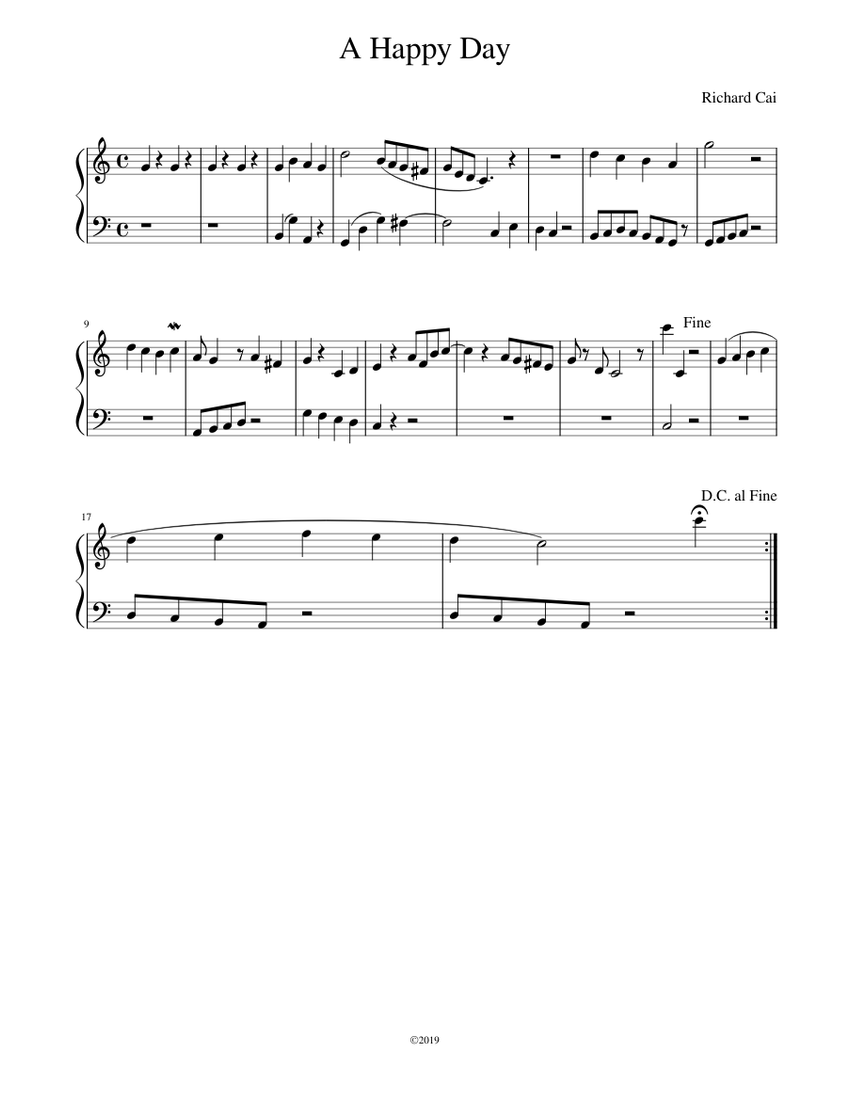 Op.1 No.5 A Happy Day Sheet music for Piano (Solo) | Musescore.com
