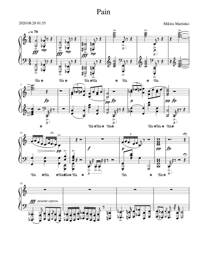 Pain Sheet music for Piano (Solo) | Musescore.com