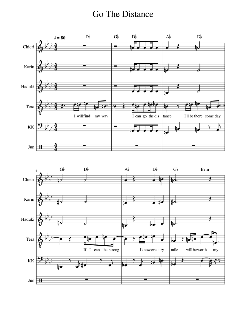 Go The Distance Sheet music for Piano, Drum group (Mixed Ensemble ...