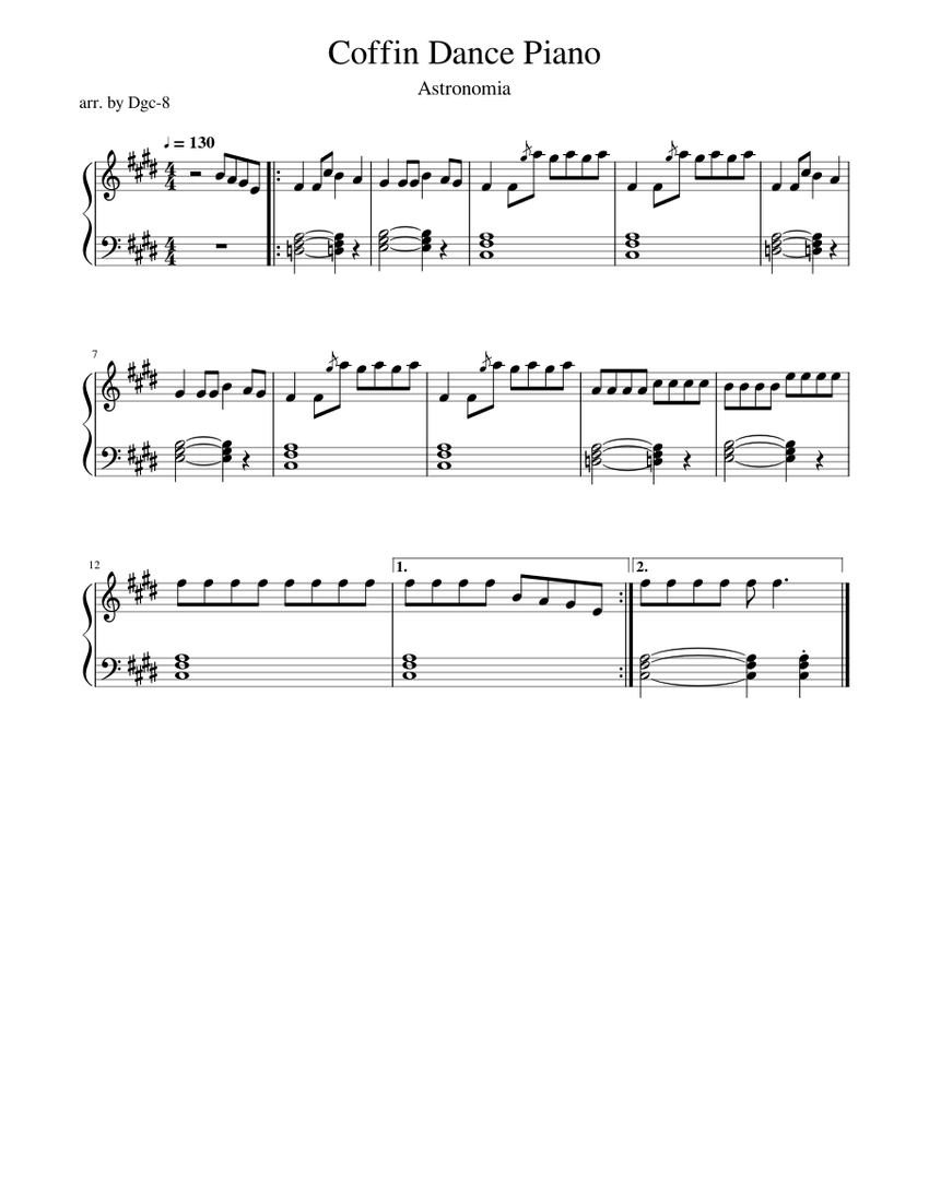 Coffin Dance Piano Sheet music for Piano (Solo) Easy | Musescore.com