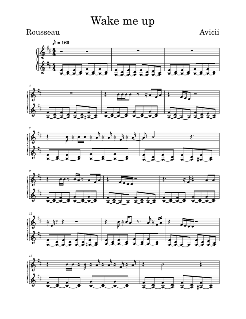 Wake me up – Avicii (Rousseau piano cover) Sheet music for Piano (Solo ...