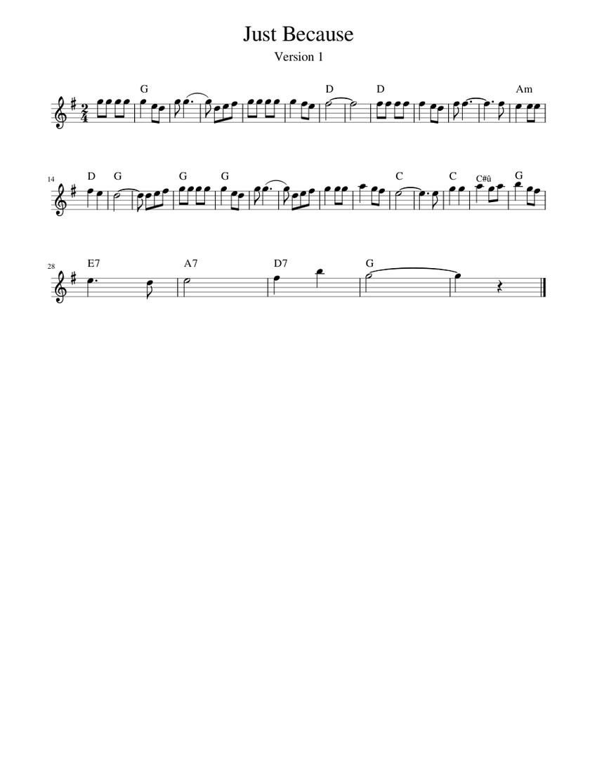 Just Because Sheet music for Piano (Solo) Easy | Musescore.com