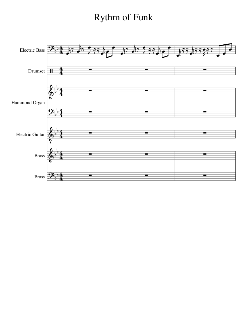 Rythm of Funk Sheet music for Organ, Guitar, Bass guitar, Drum group ...