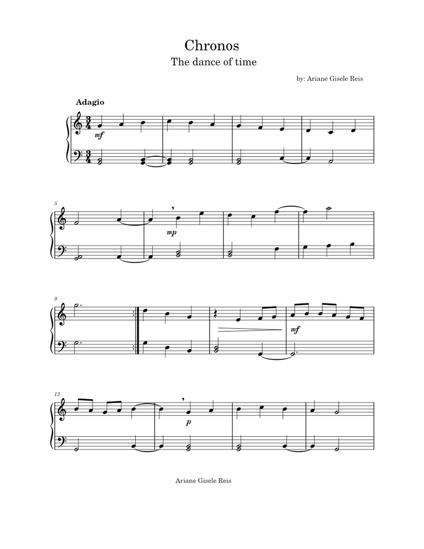 Chronos - Ariane Gisele Reis Sheet music for Piano (Solo) | Musescore.com