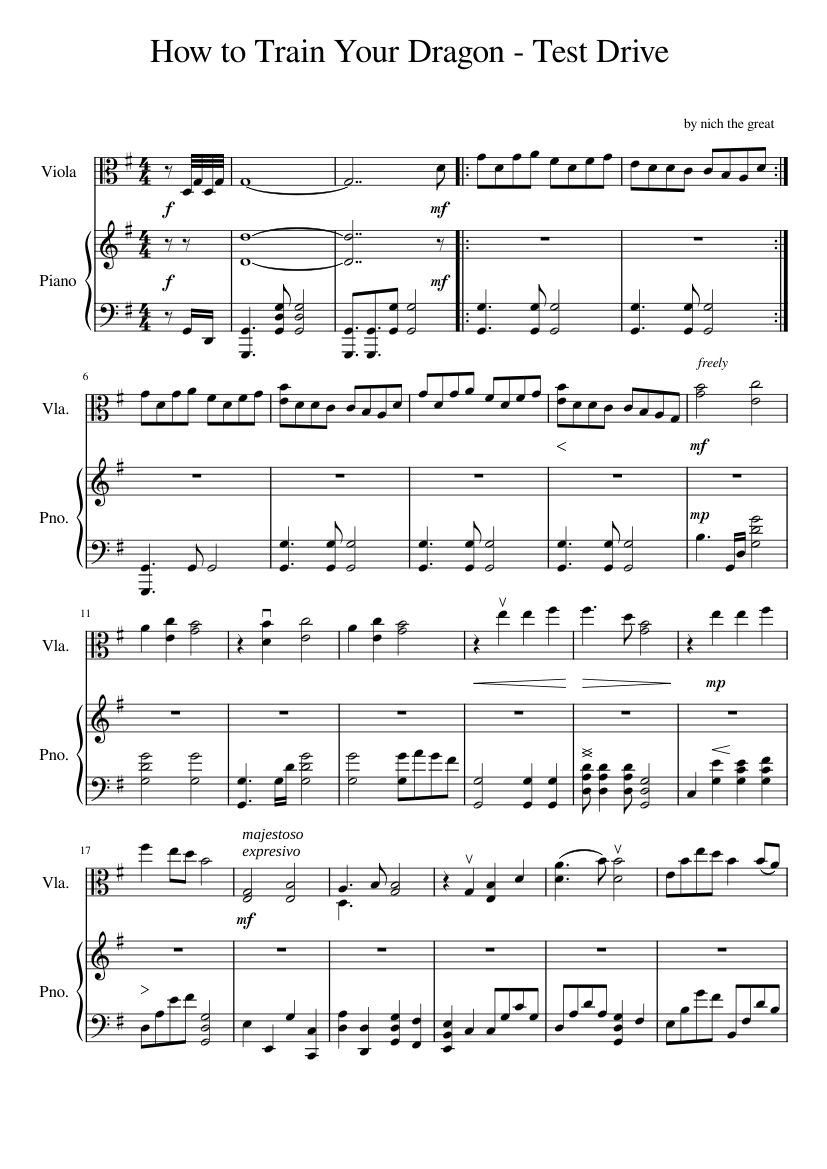 How to Train Your Dragon Test Drive – John Powell Sheet Music for Piano ...