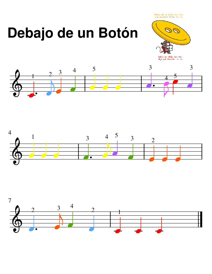 Debajo de un Botón Sheet music for Piano (Solo) Easy | Musescore.com