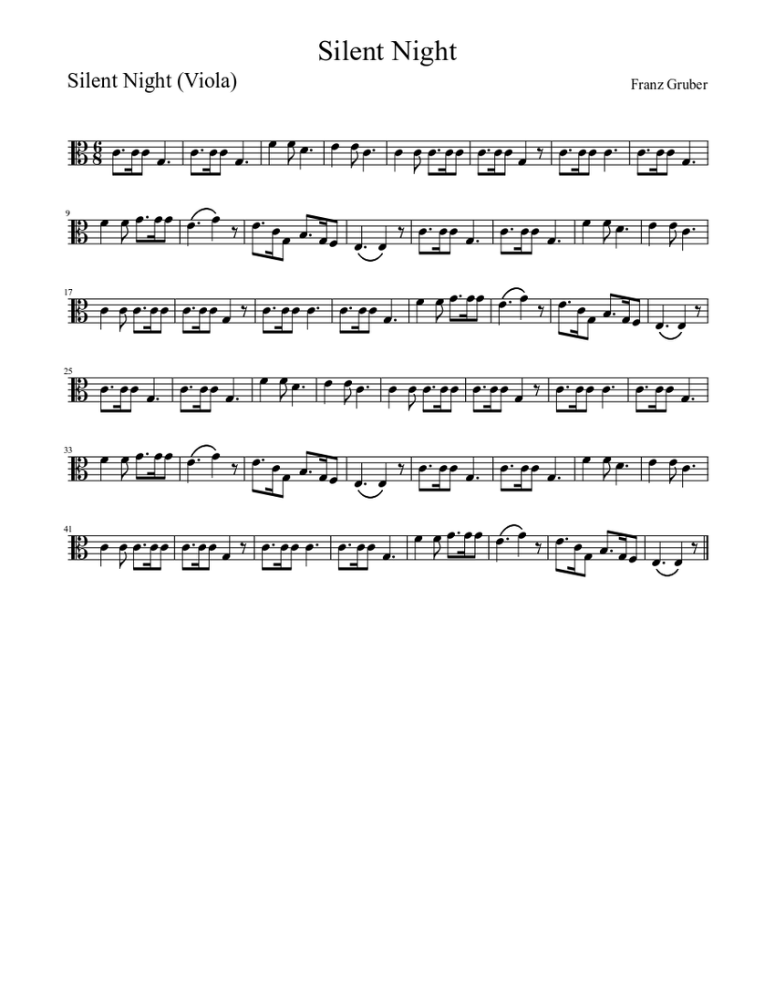 Silent Night (Viola) Sheet music for Viola (Solo) | Musescore.com
