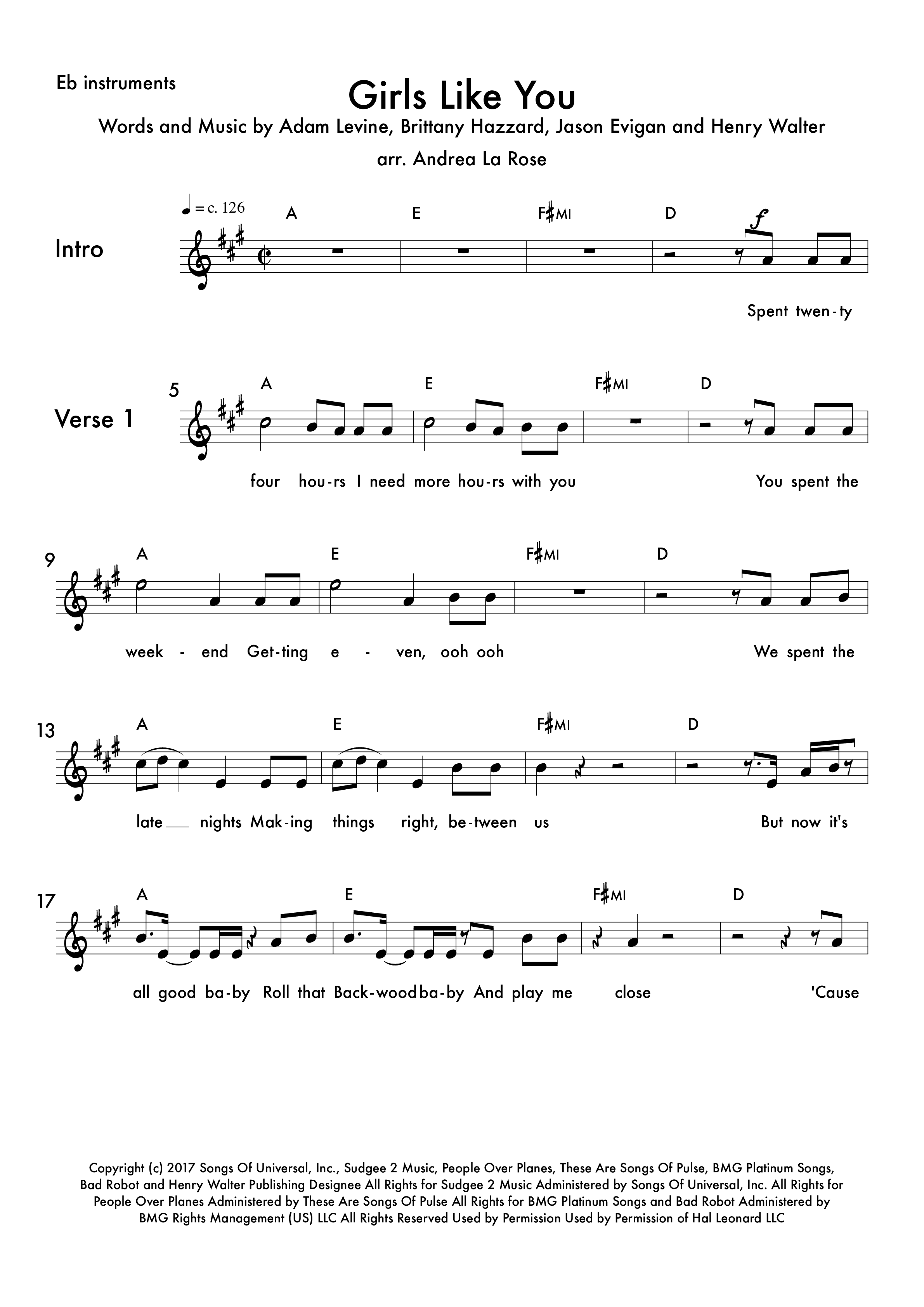 Play Official version of Girls like you sheet music by Maroon 5 for ...