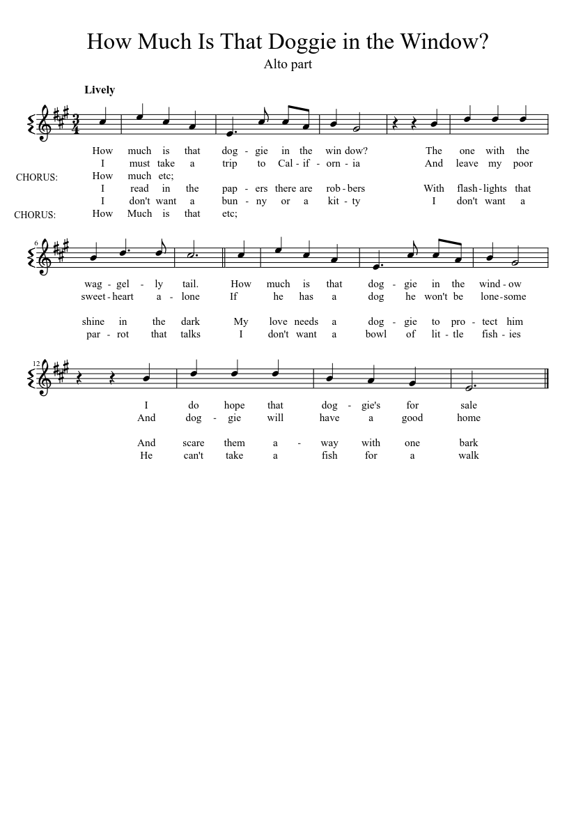 How Much Is That Doggie in the Window? Sheet music for Piano (Solo ...