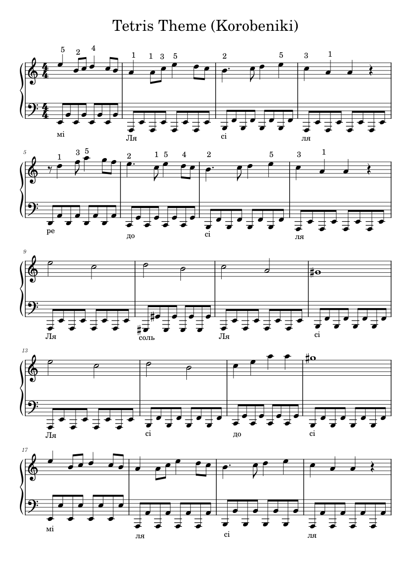 Tetris theme – Misc Computer Games Sheet music for Piano (Solo) Easy ...