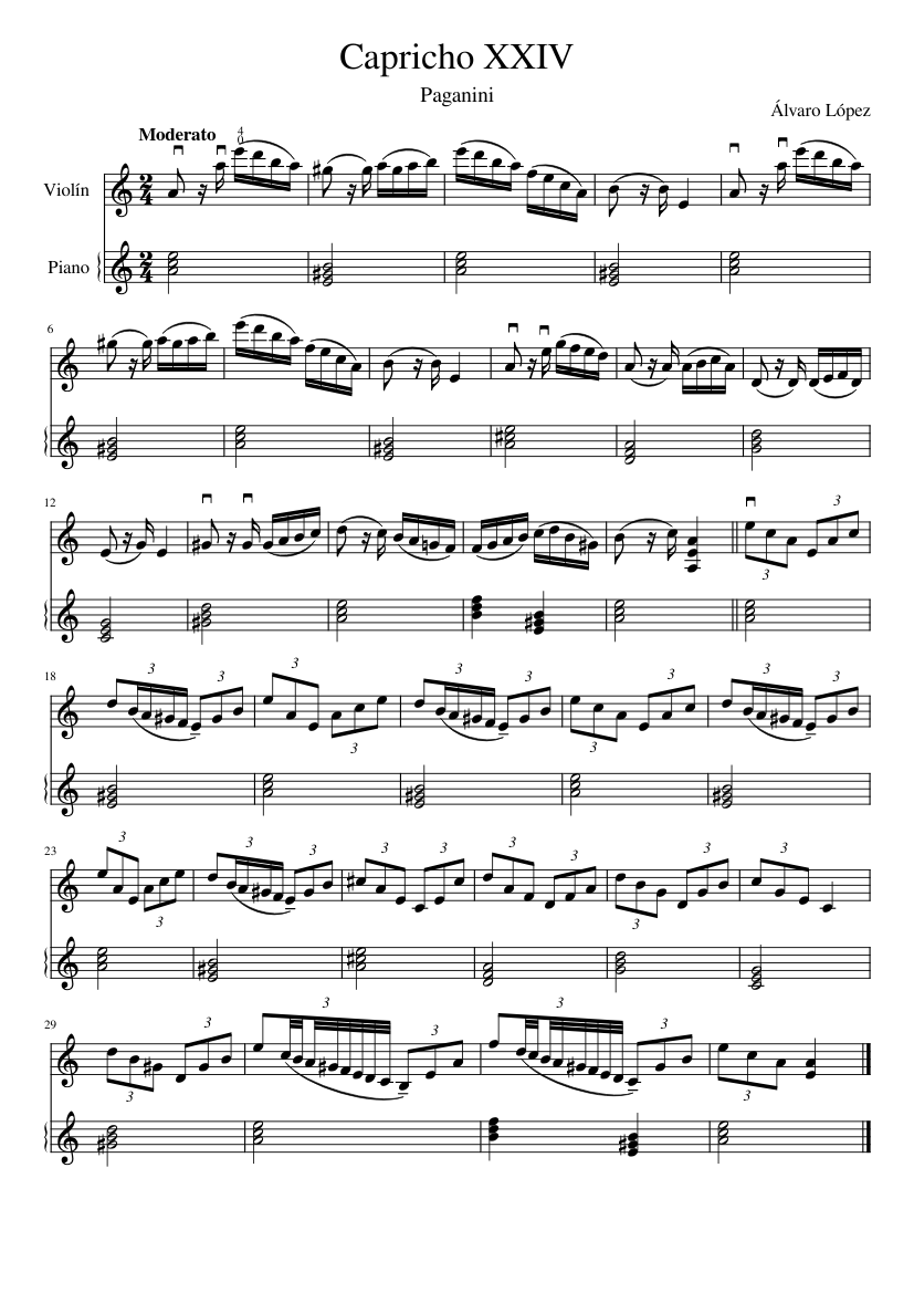 24 Caprices for Solo Violin, Op.1 – Niccolò Paganini Capricho XXIV ...