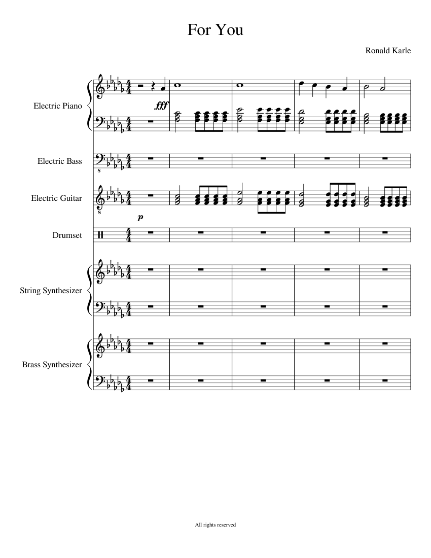 For You Sheet music for Piano, Guitar, Bass guitar, Drum group & more ...