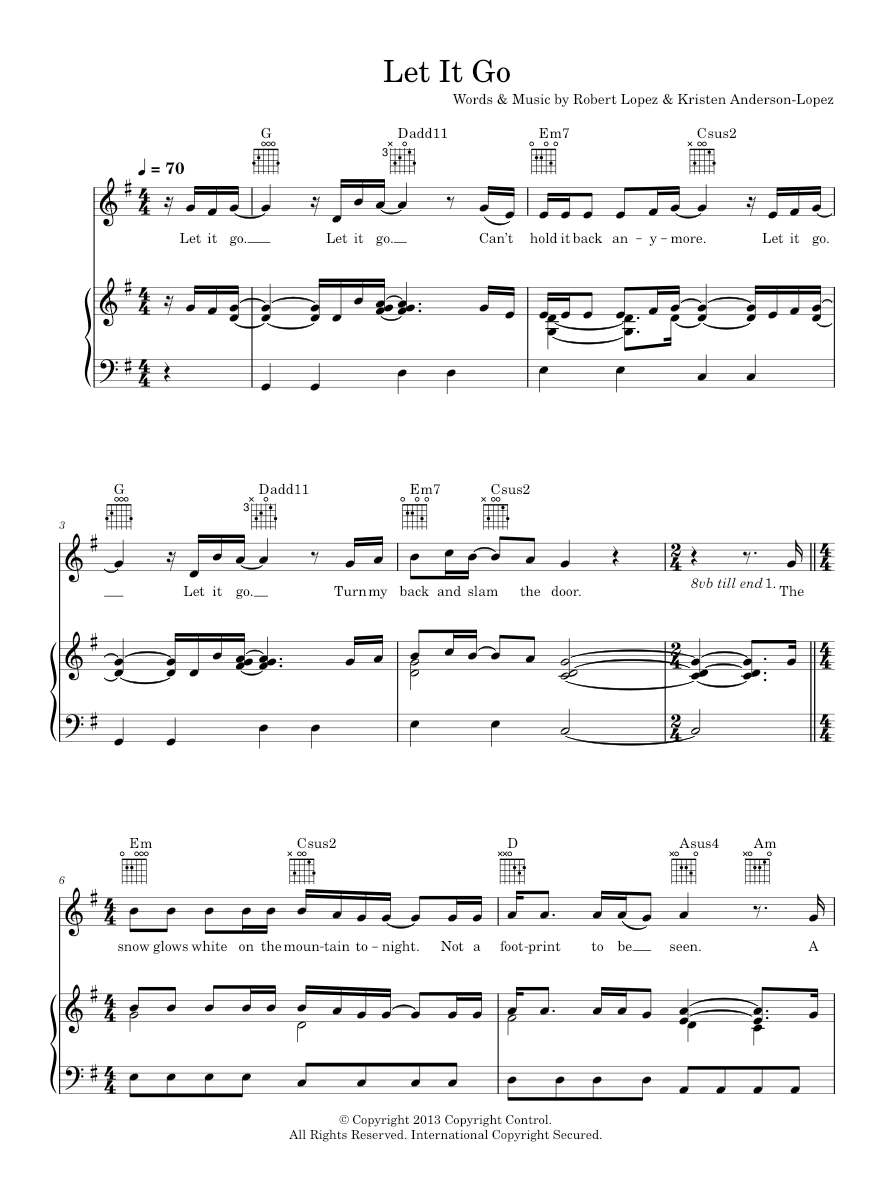 let it go Sheet music for Piano, Vocals by Demi Lovato Official ...