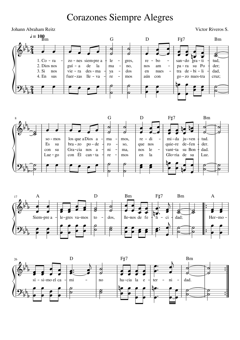 Corazones Siempre Alegres Sheet music for Piano (Solo) Easy | Musescore.com