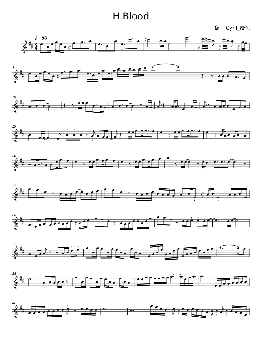 H. Blood - Cyril Sheet music for Piano (Solo) Easy | Musescore.com