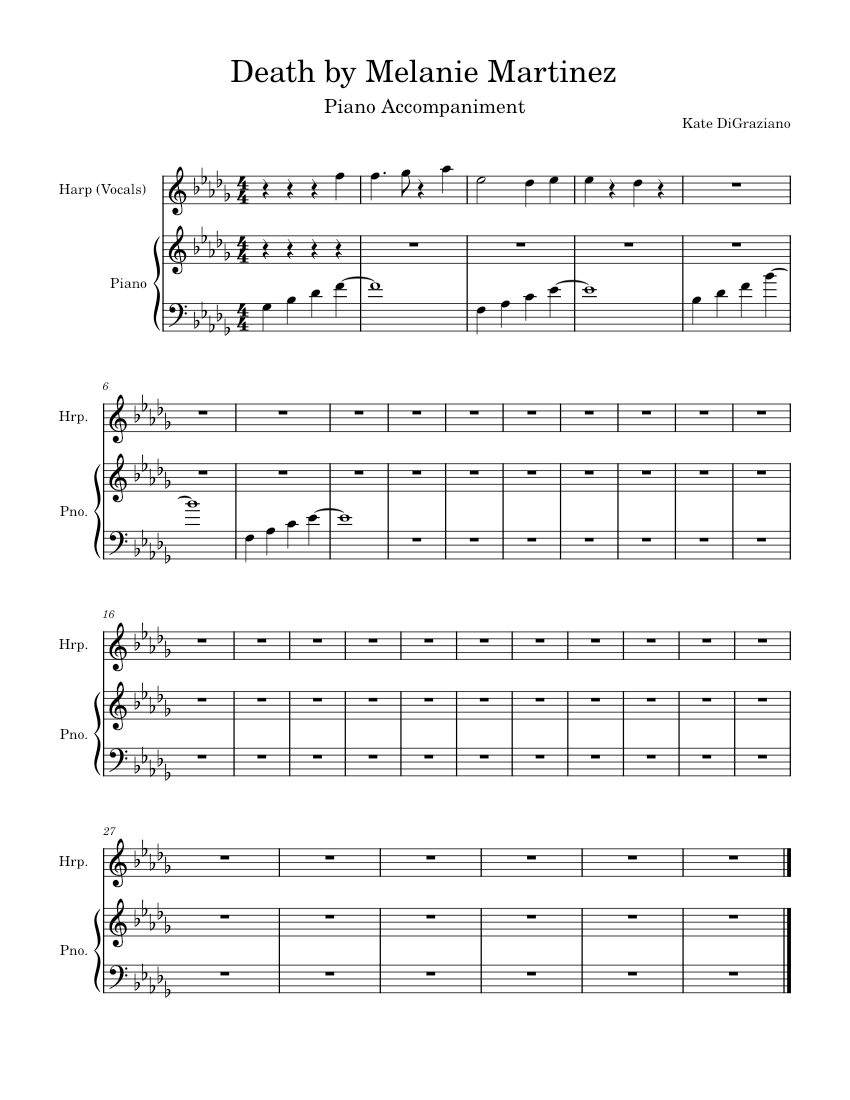 Death by Melanie Martinez - Piano Accompaniment Sheet Music for Piano ...