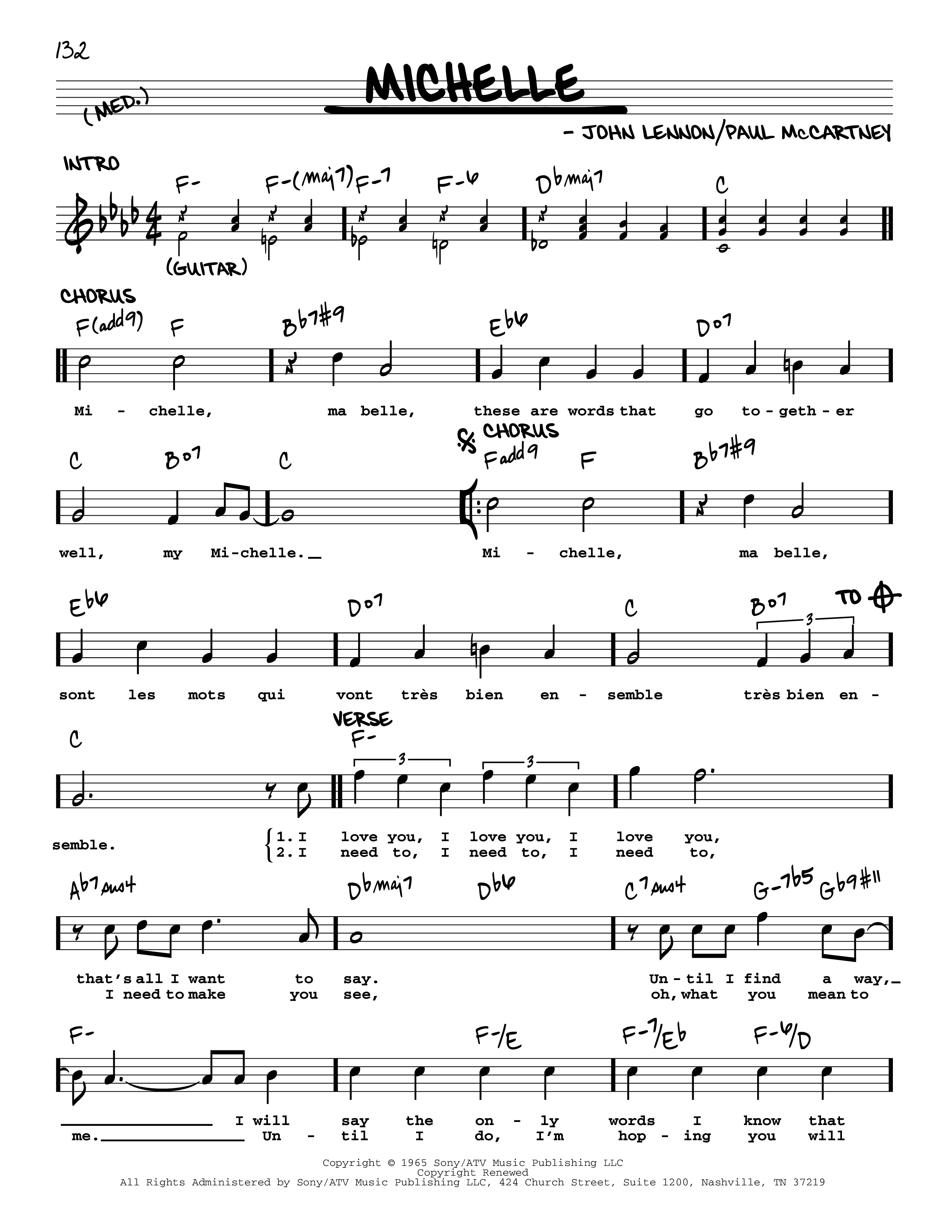 Play Official version of Michelle sheet music by The Beatles for Piano ...