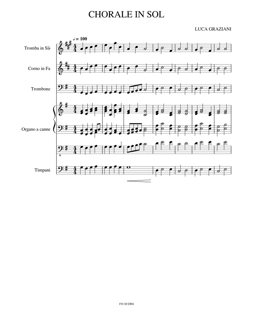 CHORALE_IN_SOL Sheet music for Trombone, Organ, Trumpet in b-flat ...