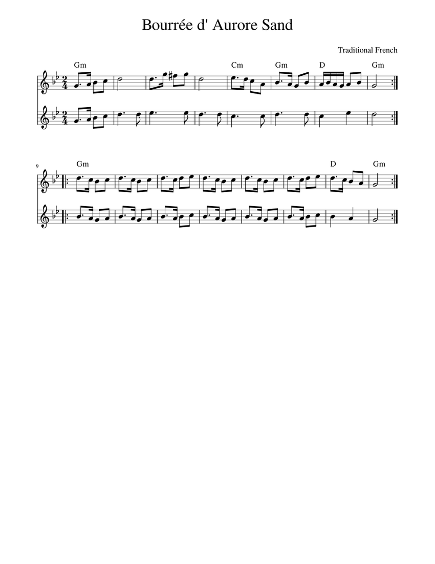 Traditional music - Bourrée d' Aurore Sand - piano tutorial