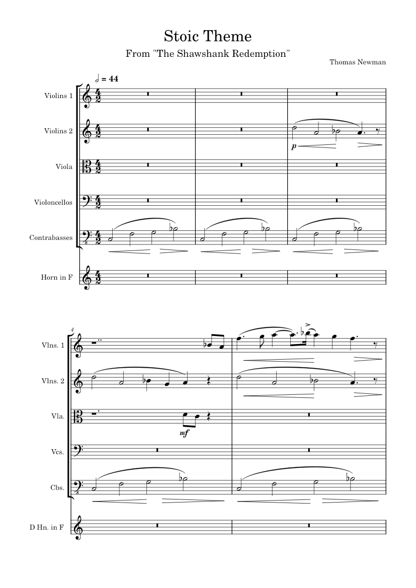 Shawshank Prison (Stoic Theme) – Thomas Newman The Shawshank Redemption Sheet music for French ...