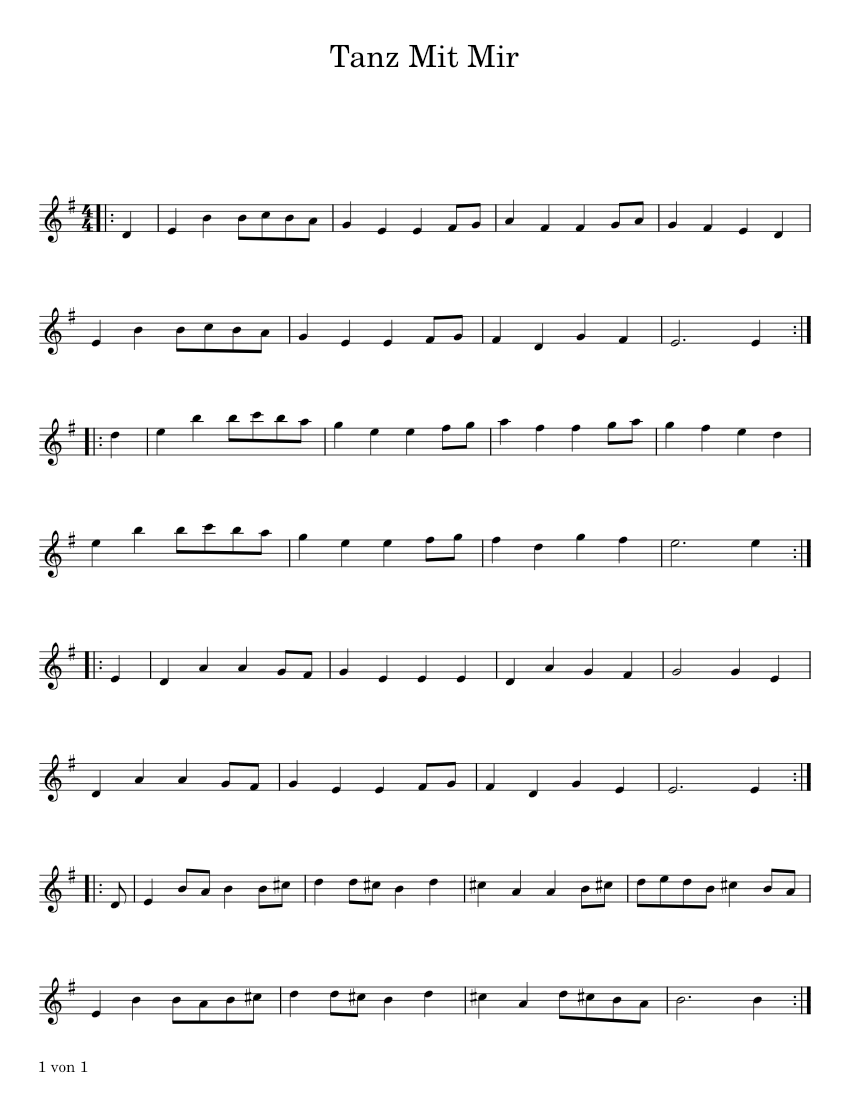 Tanz Mit Mir Sheet Music for Piano (Solo) Easy | MuseScore.com