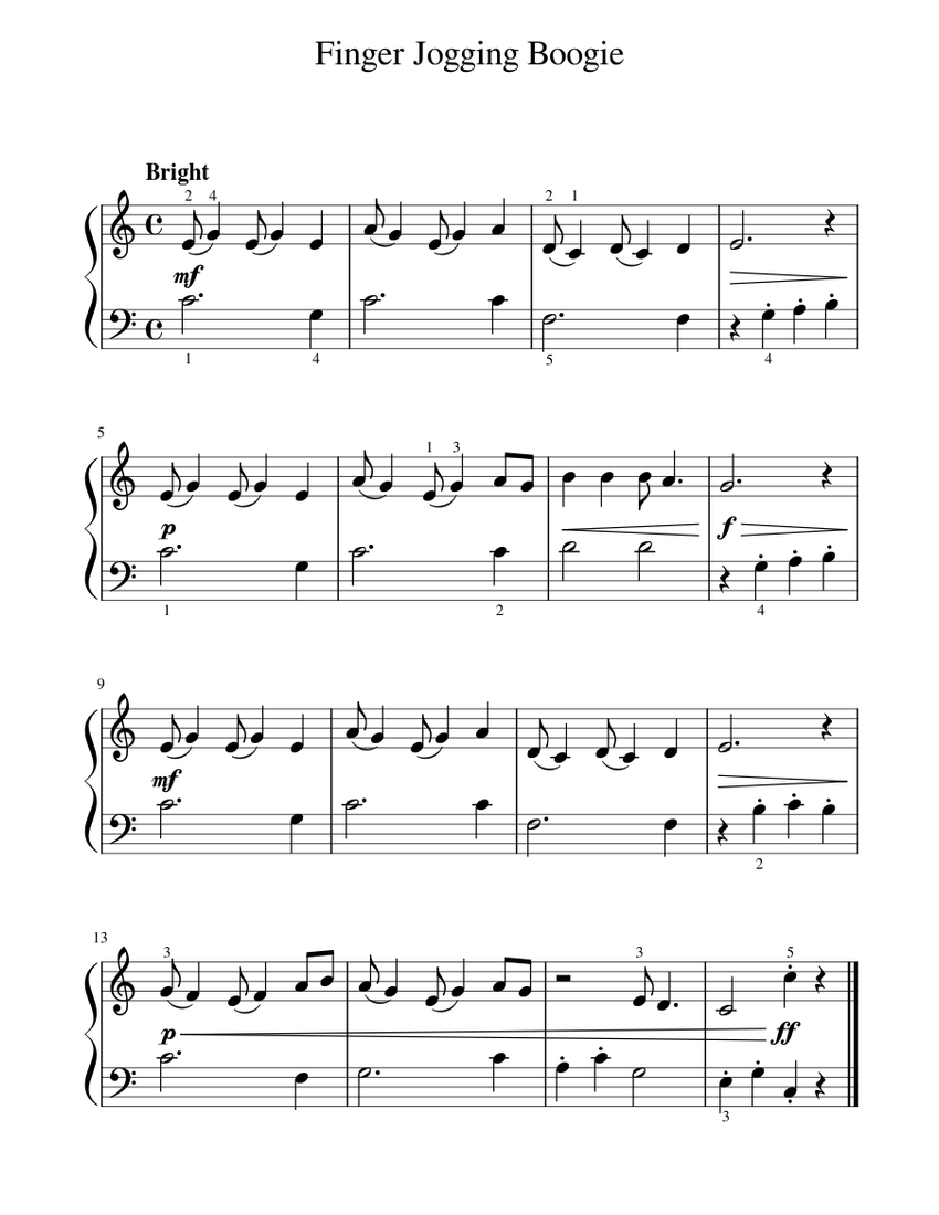 Finger_Jogging_Boogie Sheet music for Piano (Solo) Easy | Musescore.com