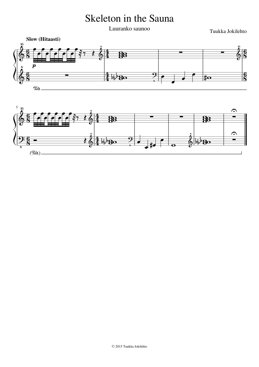 Skeleton in the Sauna (Luuranko saunoo) Sheet music for Piano (Solo ...