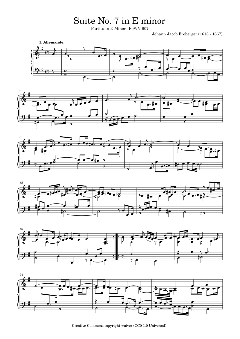 1. Allemande - Suite No. 7 In E Minor, FbWV 607 – Johann Jacob ...