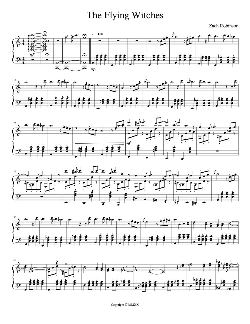 The Flying Witches Condensed Score Sheet music for Piano (Solo ...