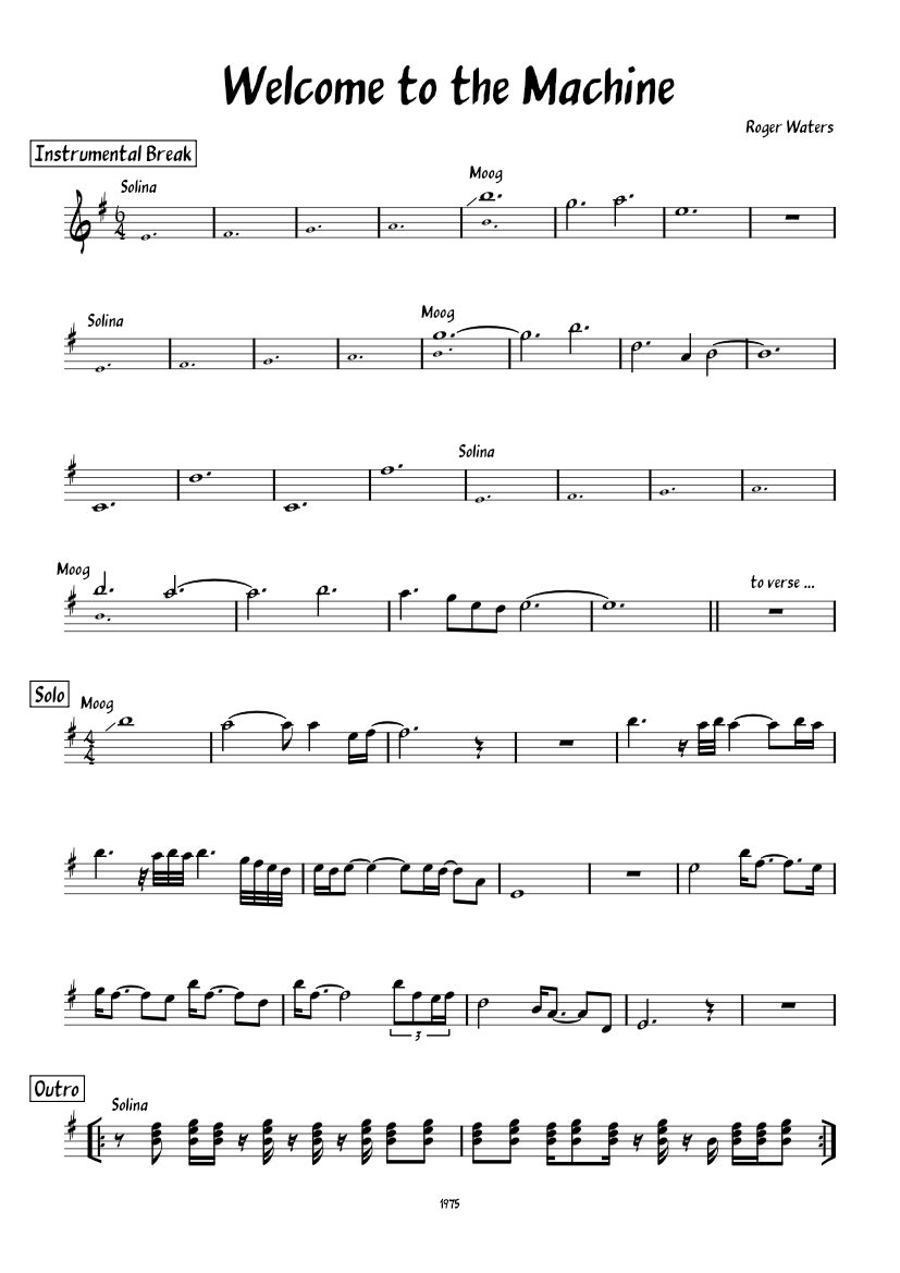 Welcome to the machine – Pink Floyd Sheet music for Piano (Solo) Easy ...