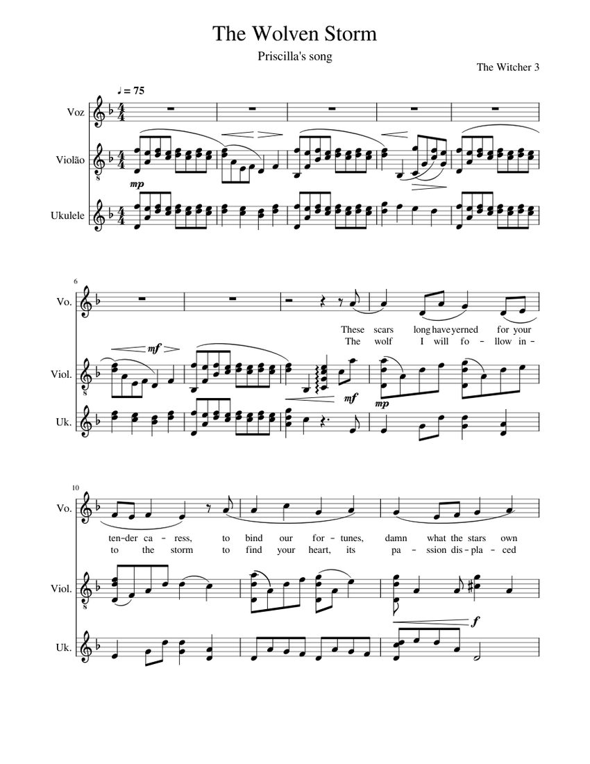 The Wolven Storm Sheet music for Vocals, Guitar, Ukulele (Mixed Trio ...