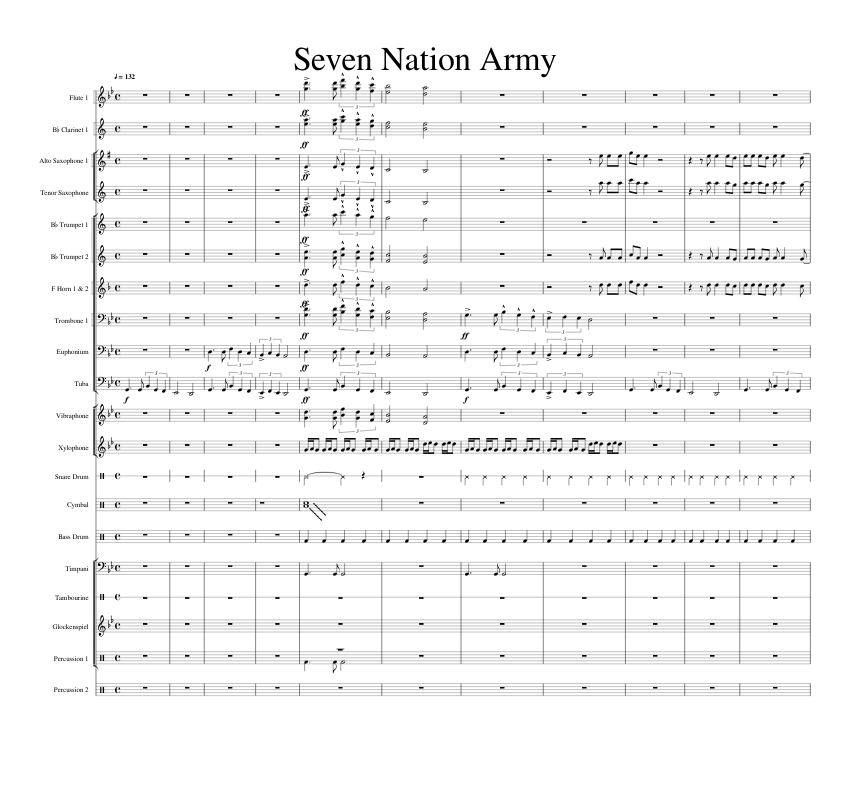 Seven Nation Army Sheet music for Trombone, Euphonium, Tuba, Tambourine ...