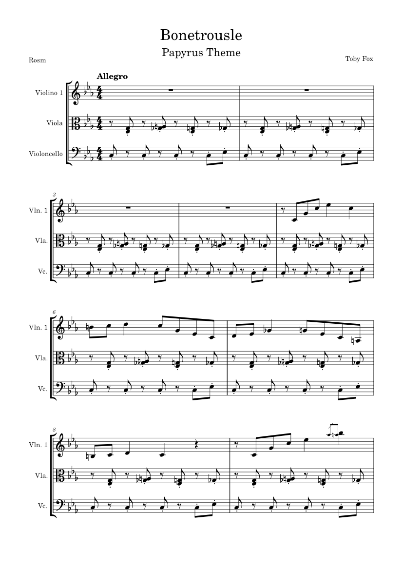 Bonetrousle – Toby Fox Sheet music for Violin, Viola, Cello (String Trio) | Musescore.com