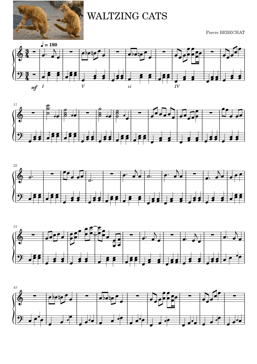 WALTZING CATS Sheet music for Piano (Solo) | Musescore.com