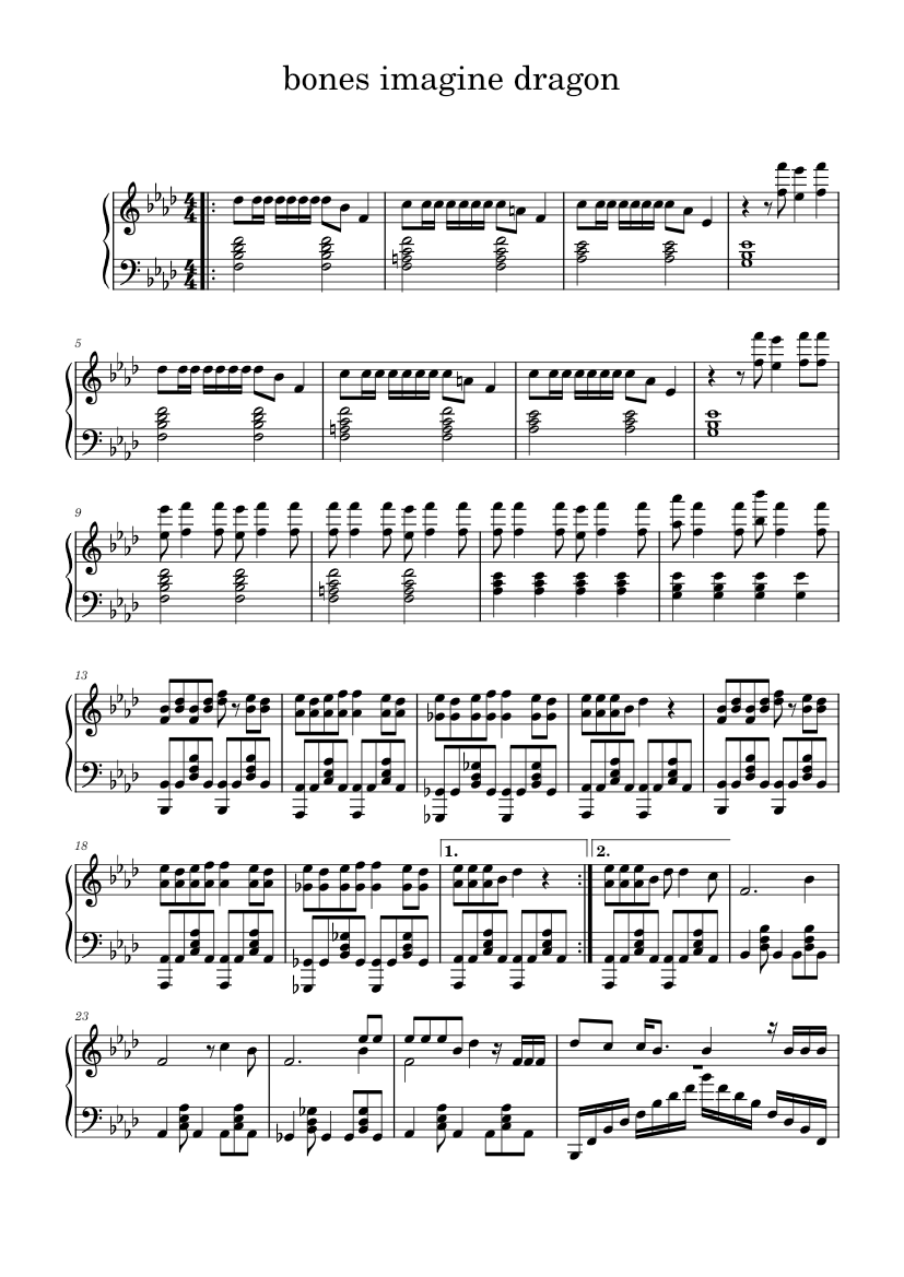 Bones – Imagine Dragons bones imagine dragon Sheet music for Piano ...