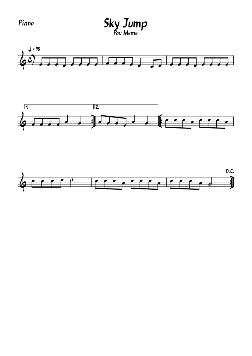 Sky Jump Song – Pou Sheet music for Piano (Solo) Easy | Musescore.com