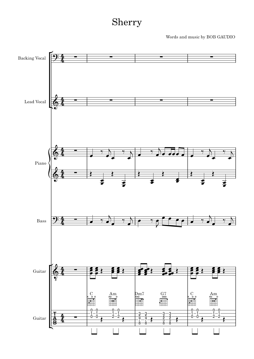 Sherry – Frankie Valli & The Four Seasons Sheet Music and Tab with ...