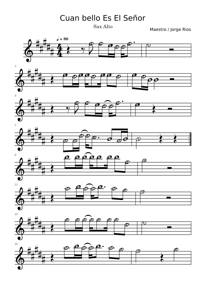 Cuan bello es el Señor – Marcos Witt Sax Alto Sheet Music for Saxophone ...