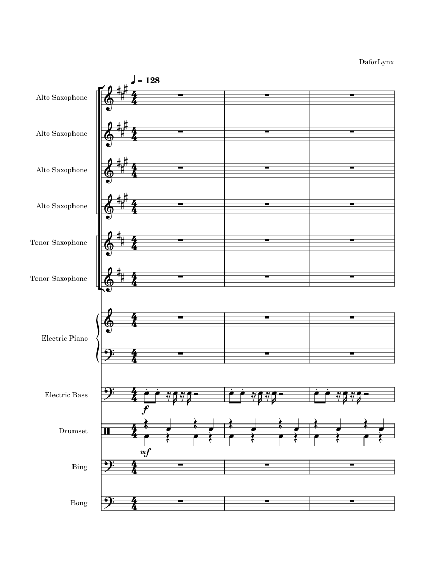 Jam 02 Sheet music for Piano, Saxophone alto, Saxophone tenor, Bass ...