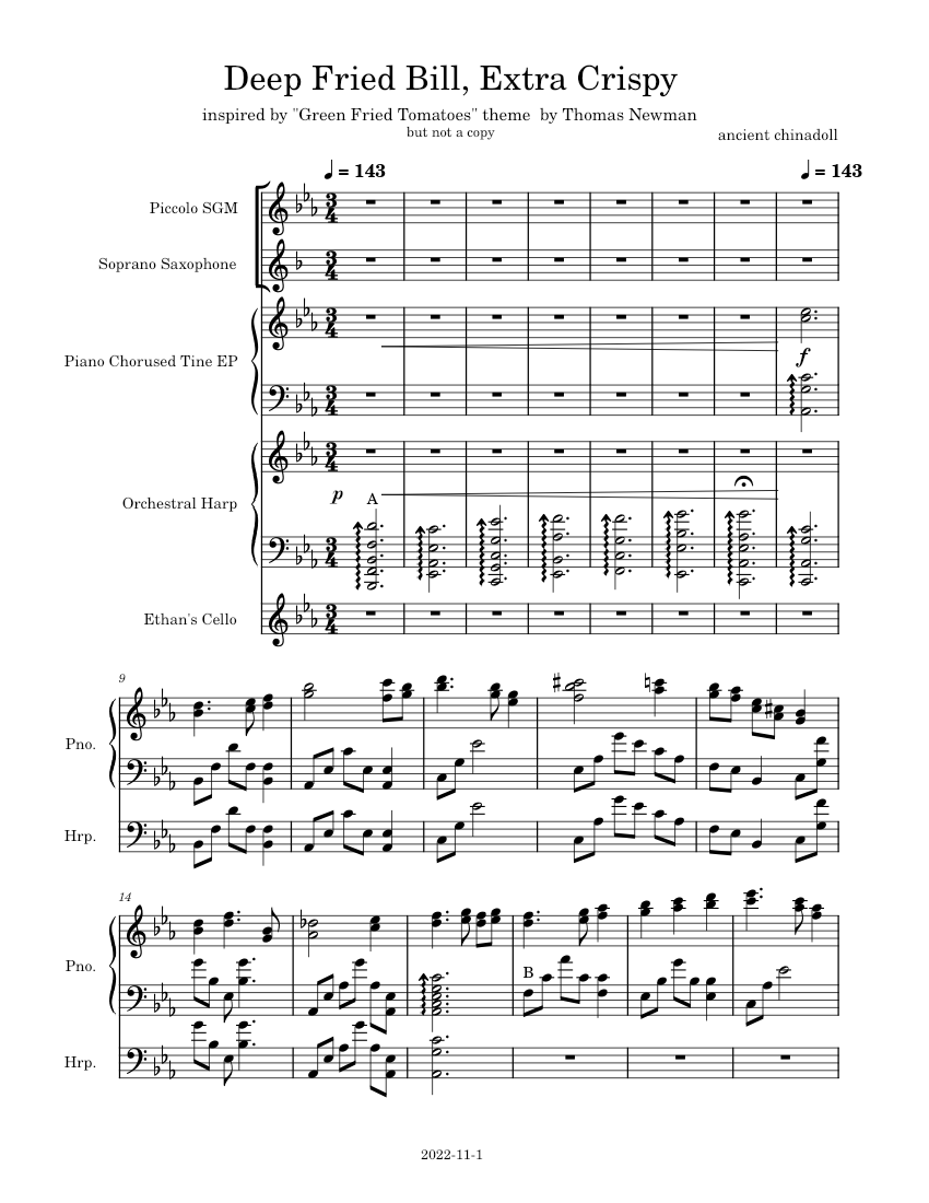 Green_Fried_Bill, Extra Crispy Sheet music for Piano, Flute piccolo ...