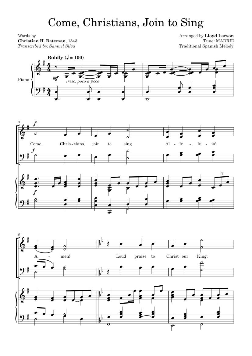 Come, Christians, Join to Sing - Arr. Lloyd Larson Sheet Music for ...