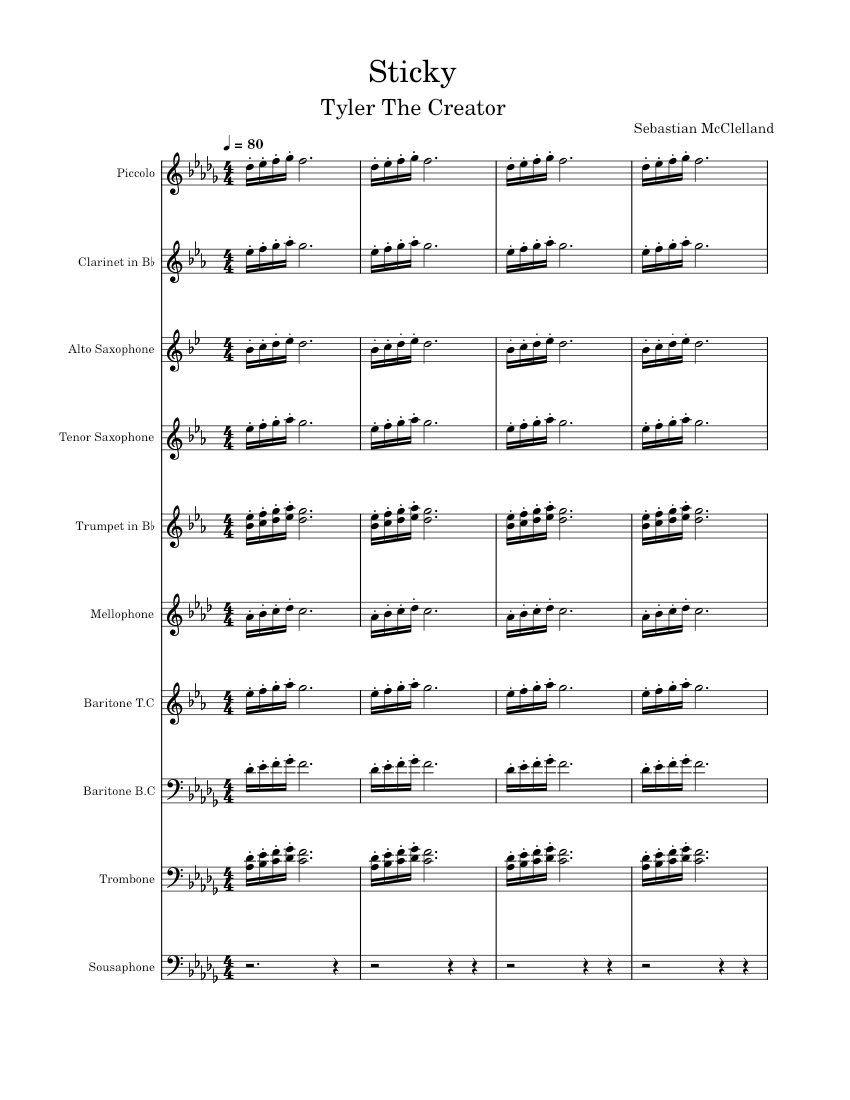 Sticky Sheet music for Trombone, Mellophone, Flute piccolo, Saxophone alto & more instruments ...
