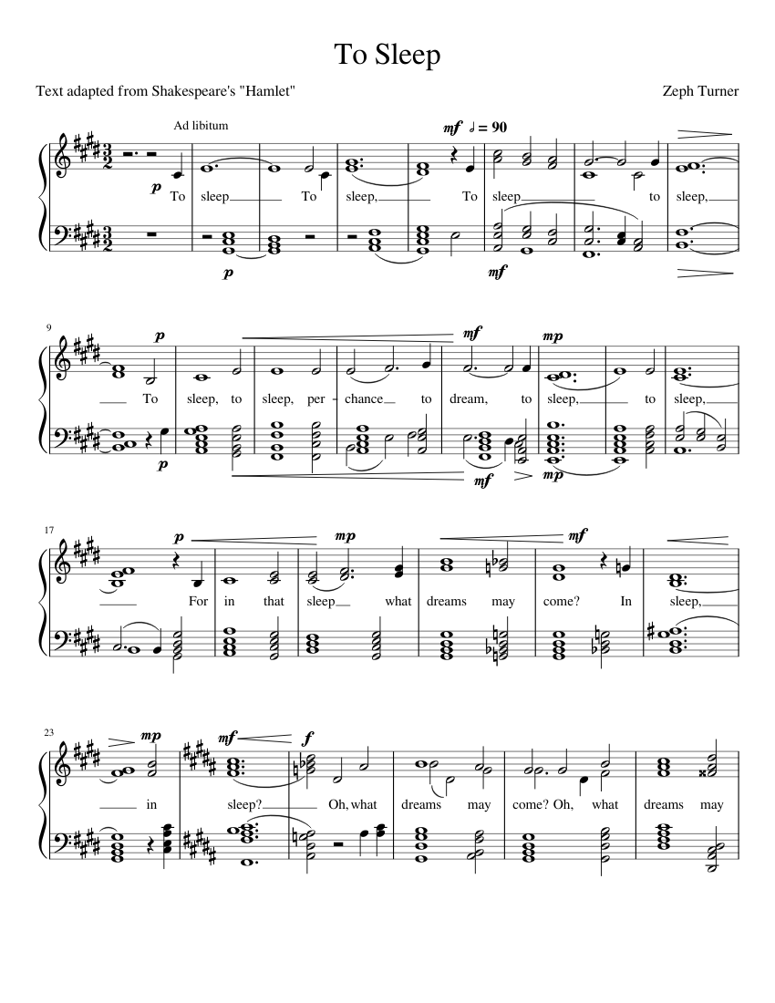 To Sleep Sheet music for Piano (Solo) | Musescore.com