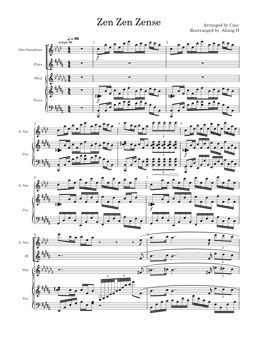 Zen Zen Zense - Your Name OST – RADWIMPS Sheet music for Piano, Flute ...