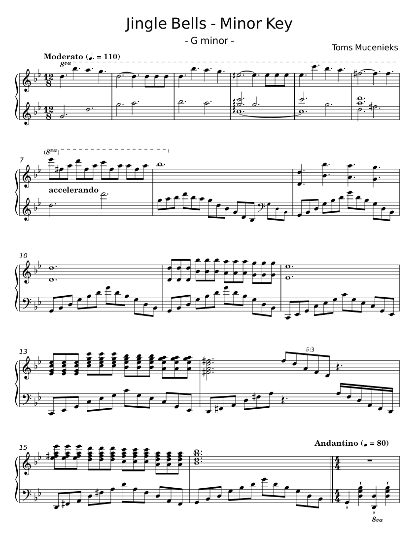 Jingle Bells - Minor Key - Toms Mucenieks Sheet music for Piano (Solo ...