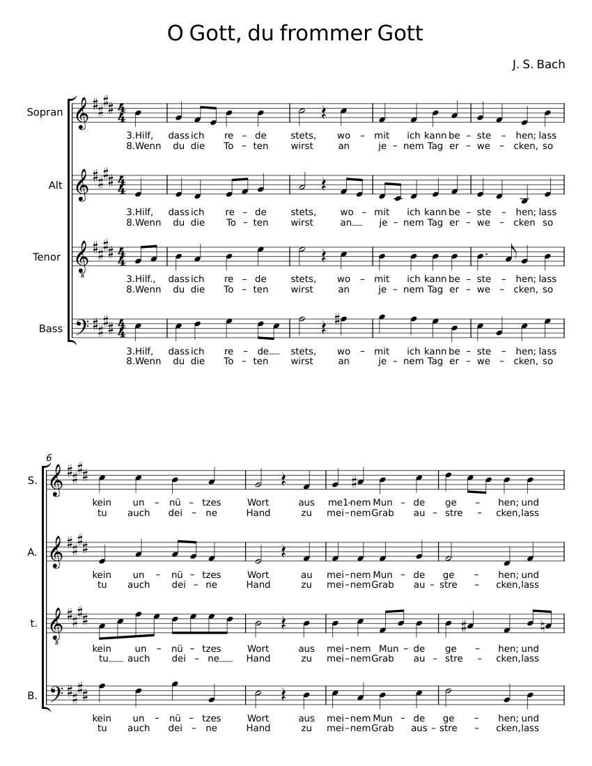 O Gott, du frommer Gott, BWV 767 - Johann Sebastian Bach Sheet music for Bass guitar ...