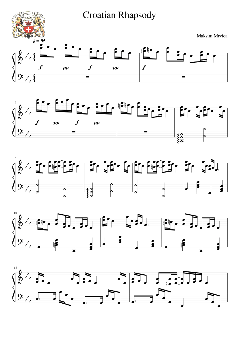 Croatian Rhapsody Maksim Mrvica Sheet Music for Piano (Solo ...